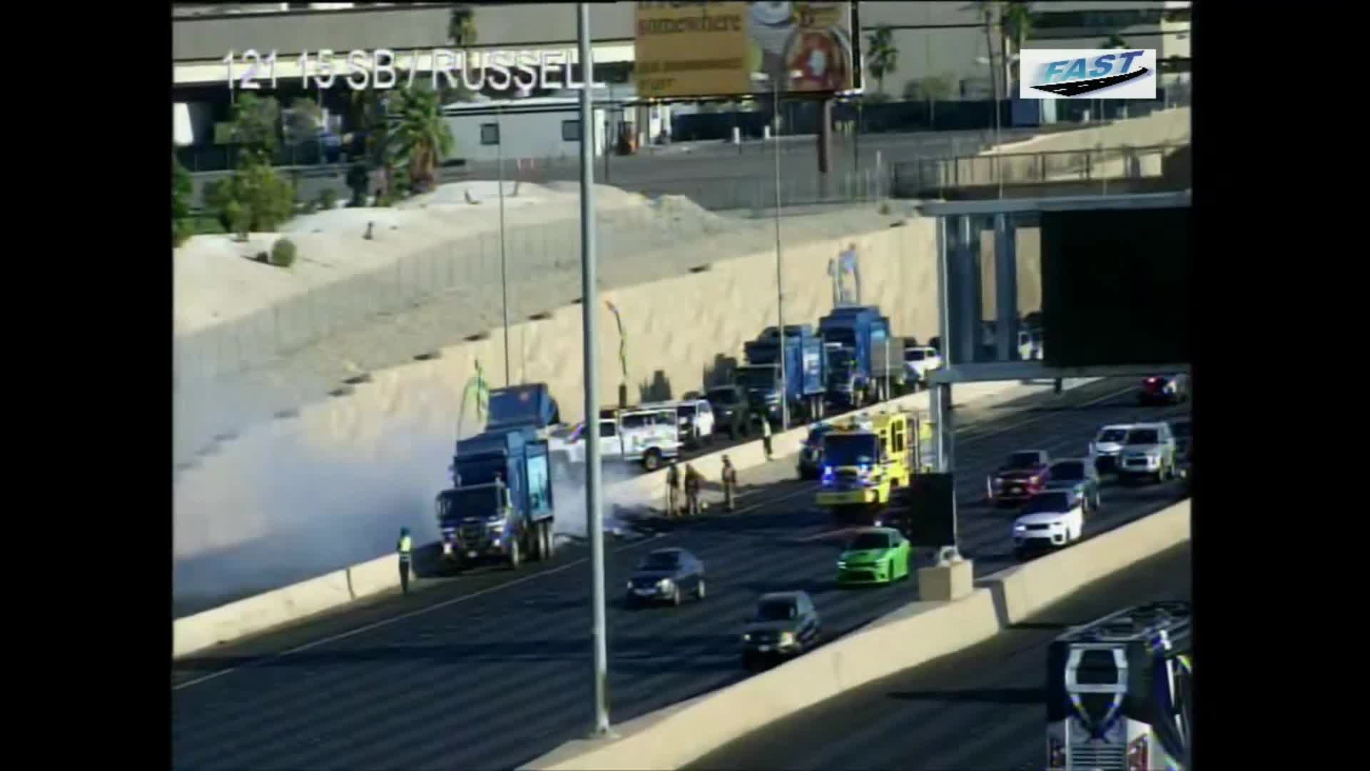 Traffic cameras show authorities responding to the I-15 garbage fire ...