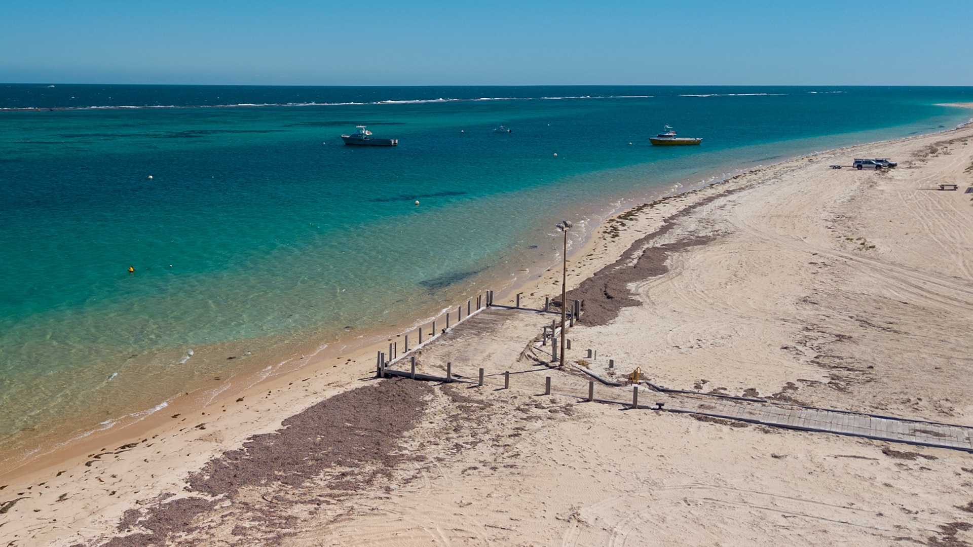 Port Gregory's jetty is surrounded by sand as beach grows