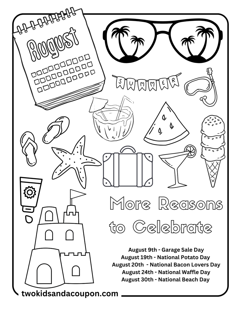 6 Free August Coloring Pages