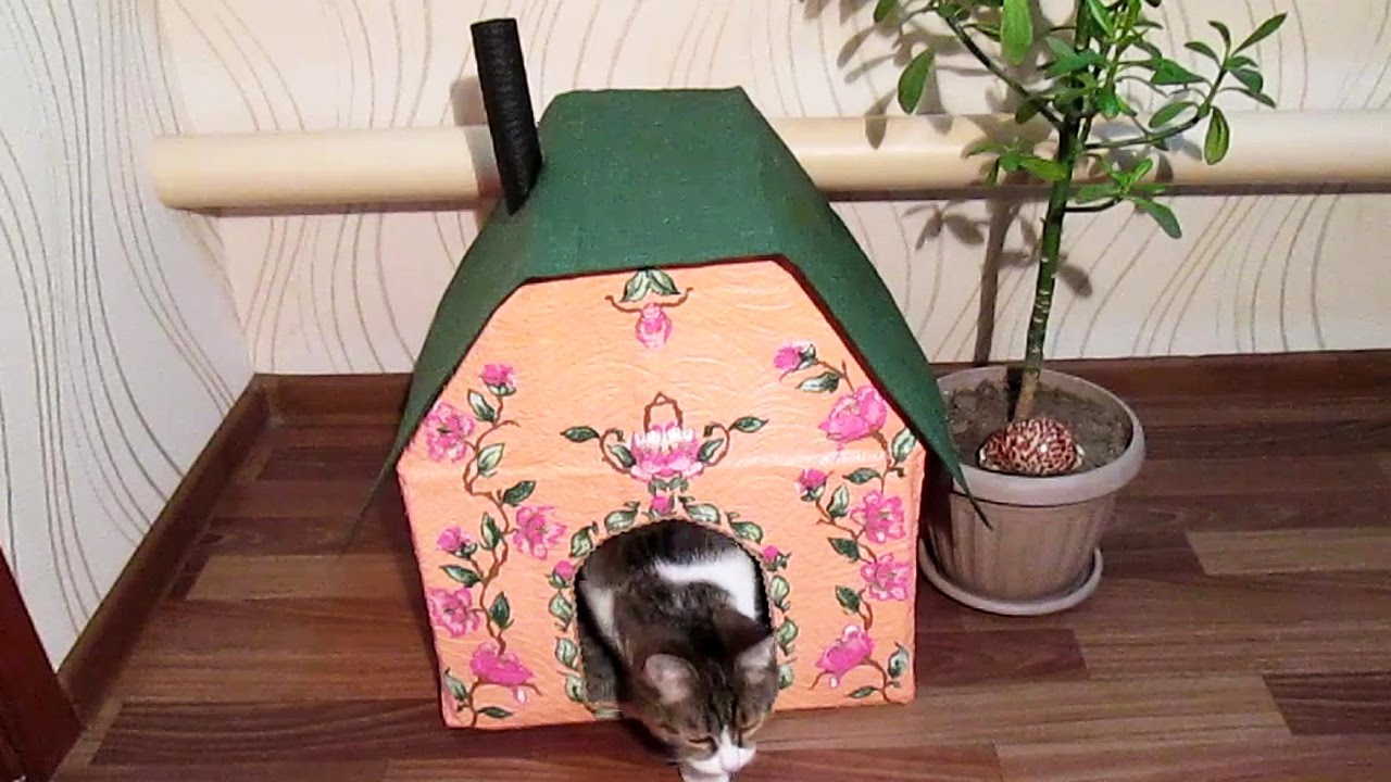 DIY Cat House from Cardboard Box