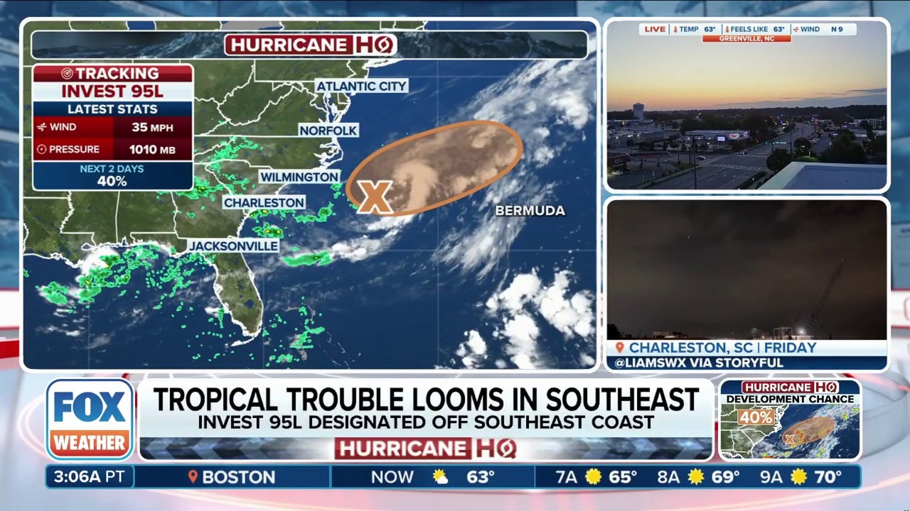Invest 95L designated off Southeast coast