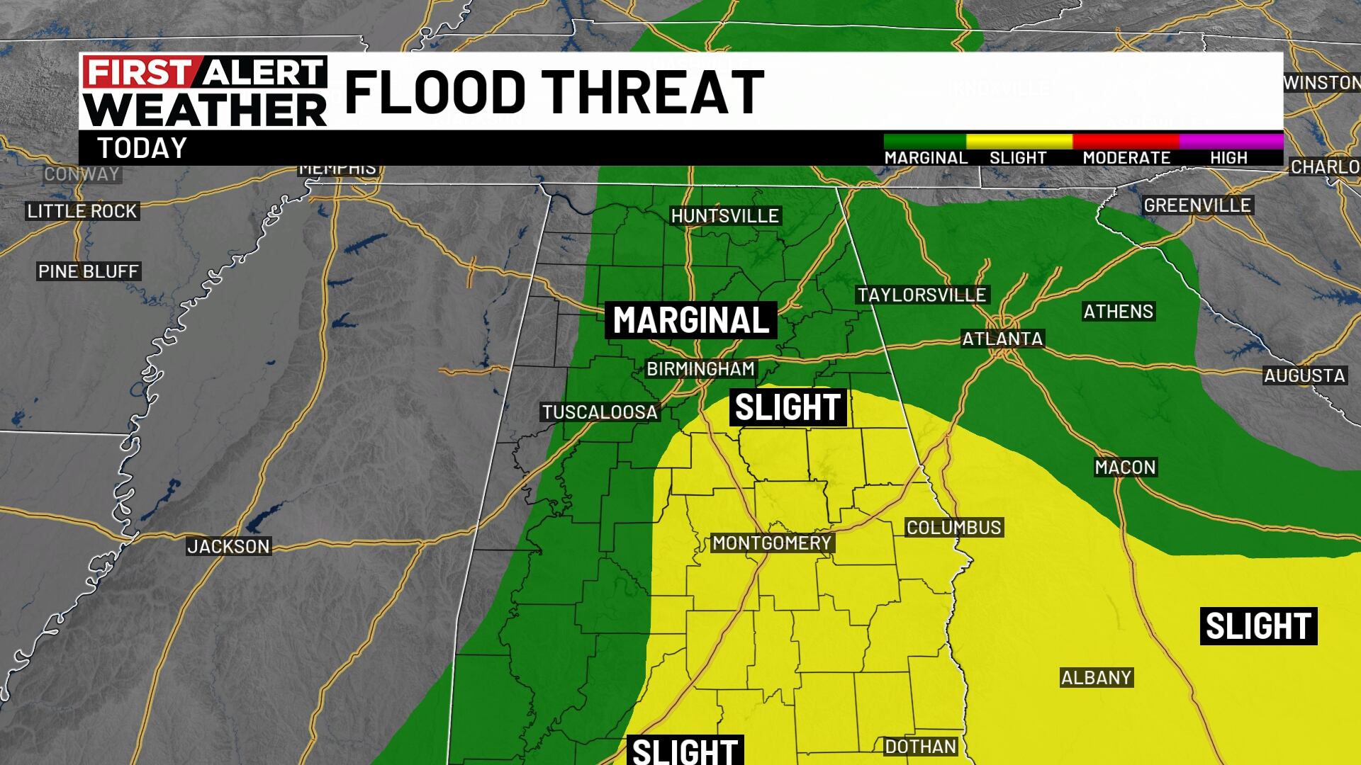 First Alert Weather Day: Flood threat in east Alabama