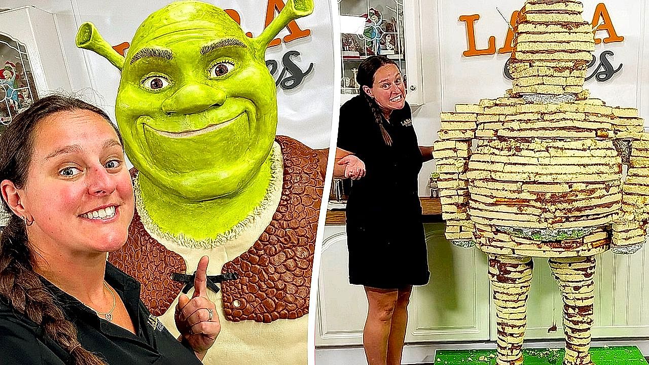 Talented baker creates stunning life-sized Shrek replica out of cake