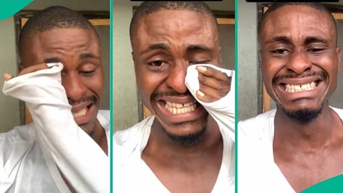 Watch emotional video as man cries after seeing the amount a lady ...