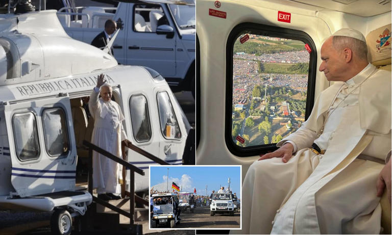 Pope makes rock-star entrance by helicopter for open-air prayer vigil ...