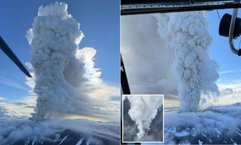 Moment that Russian volcano explodes for first time in 600 years in ...