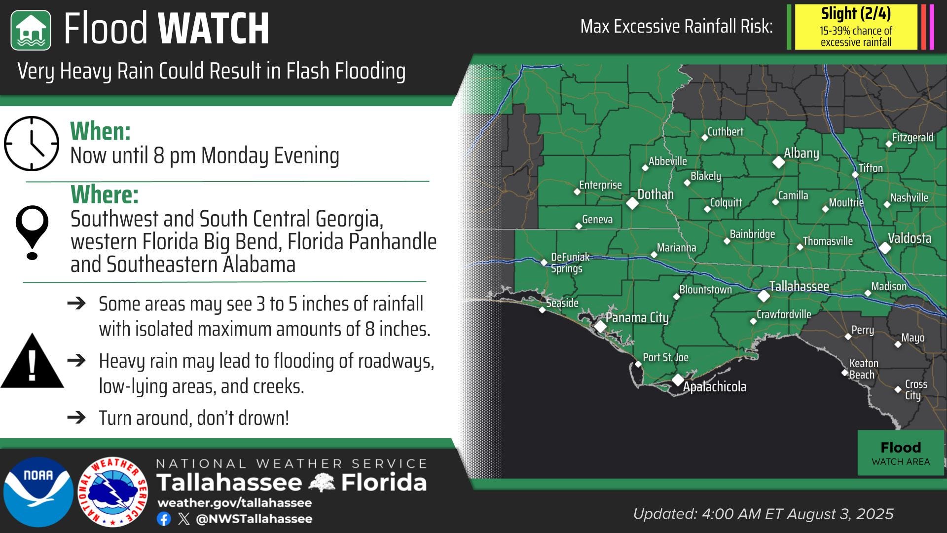 'Gully washer': Tallahassee area under Flood Watch, may see 'very high ...
