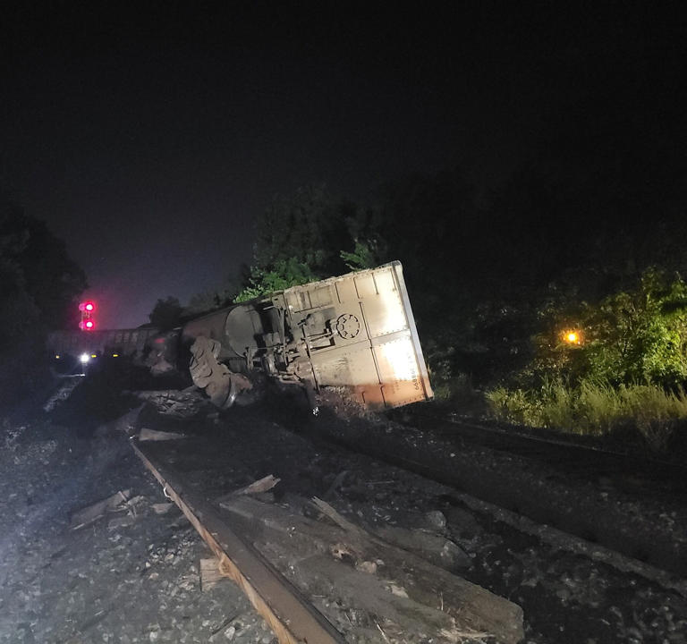 Train derailment overnight closes multiple crossings