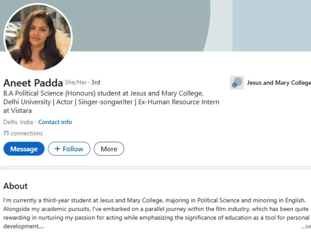 Saiyaara star Aneet Padda’s viral LinkedIn profile reveals BA in Pol Science from DU’s Jesus and ...