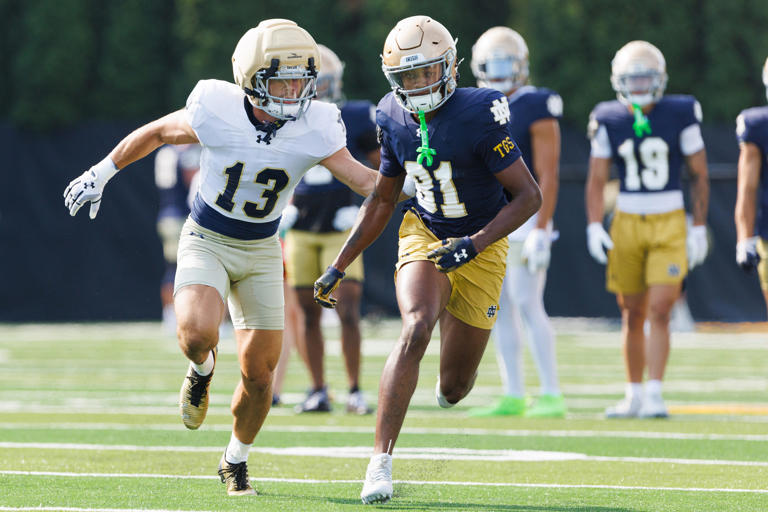 Notre Dame football fall practice No. 3 highlights shared on social media