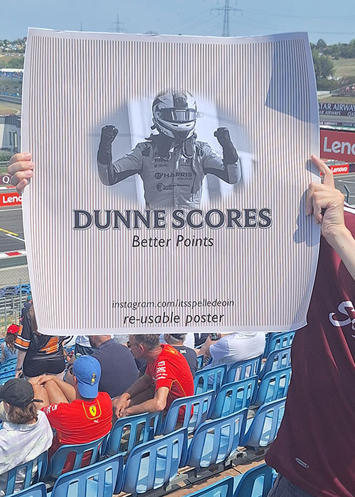 Irish fan’s Dunne’s bag-inspired poster goes viral after F2 star’s ...