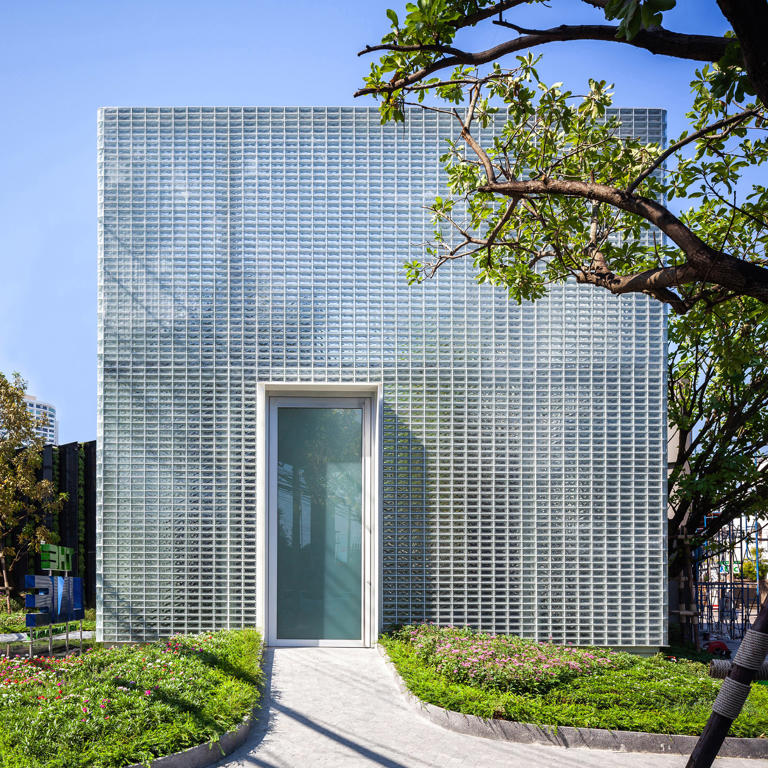 Eight buildings bejewelled with glass bricks and blocks