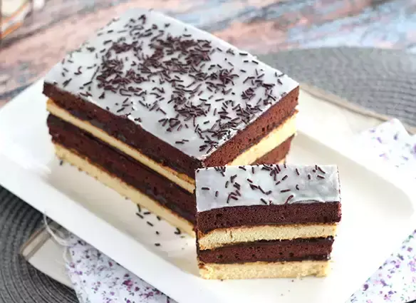 Homemade neapolitan cake