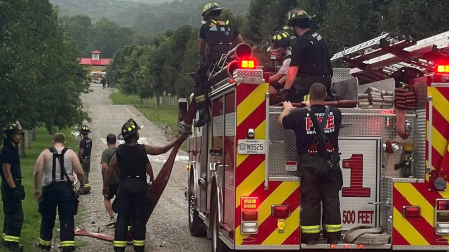 Multiple Wayne County fire crews, first responders battle farm blaze