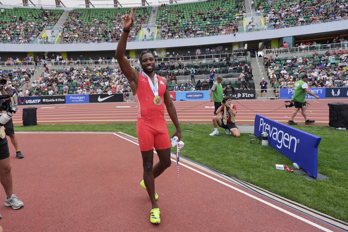 Bad blood. Lyles shoved by Bednarek after his win in 200 meters at US ...