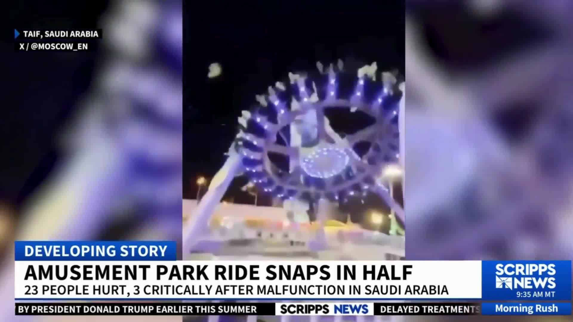 20+ riders injured after amusement park ride snaps in half