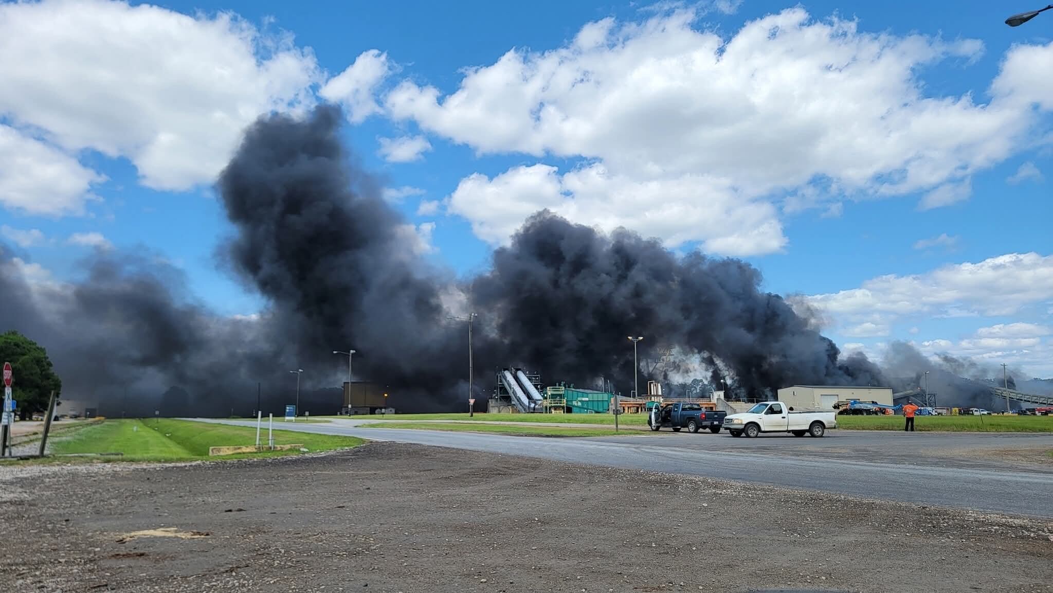 Fire crews gain the upper hand on Domtar paper mill fire in wood yard