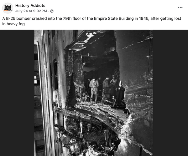 Did a B-25 bomber plane crash into the Empire State Building in 1945?