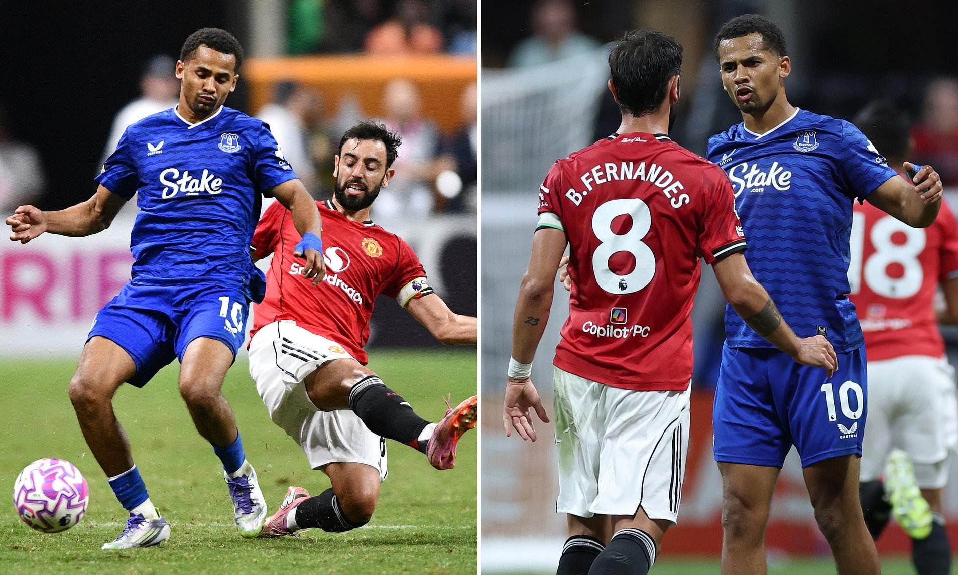 Bruno Fernandes and Iliman Ndiaye come to blows as Everton hold Man ...