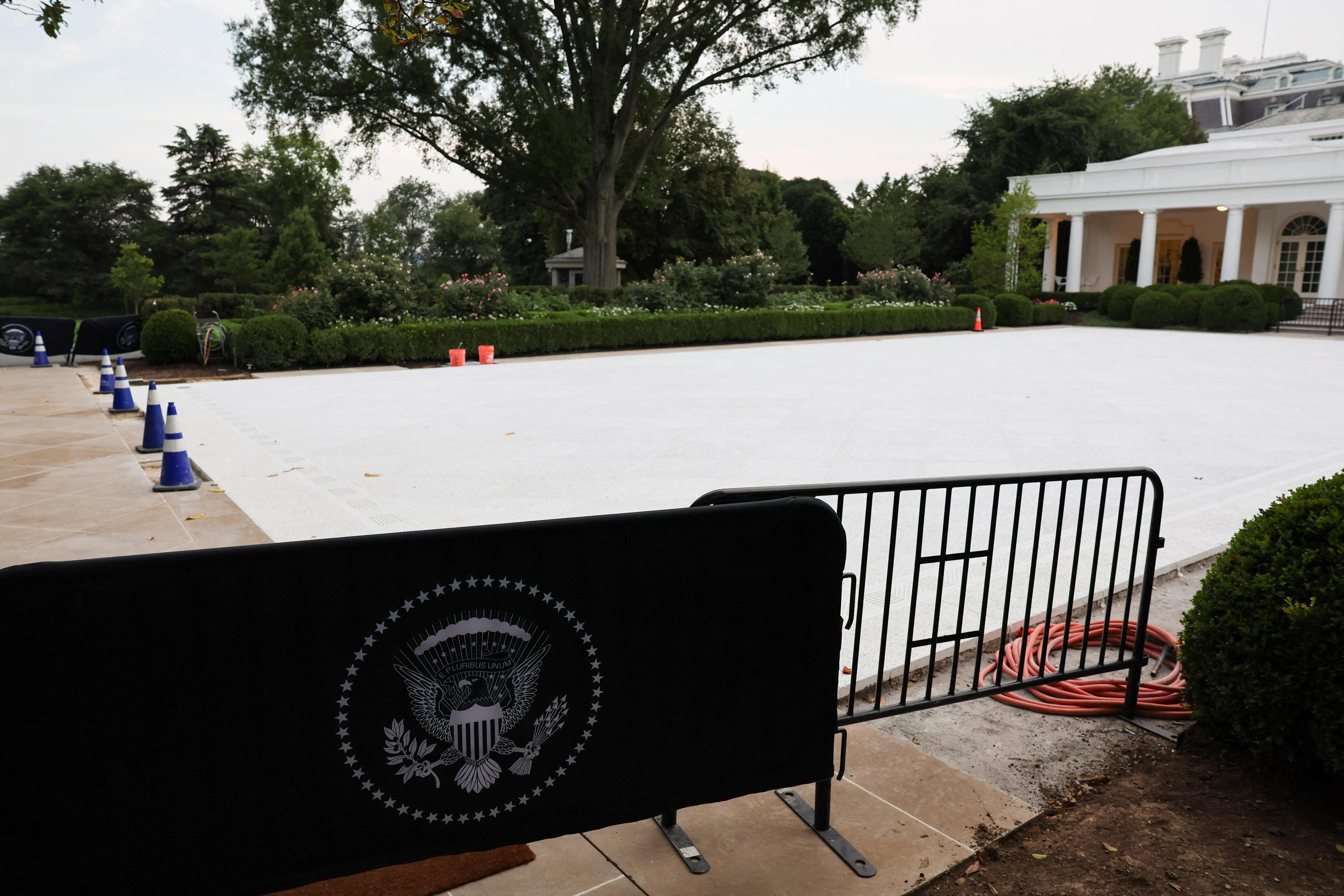 Photos reveal Rose Garden renovations after Trump’s White House redesign