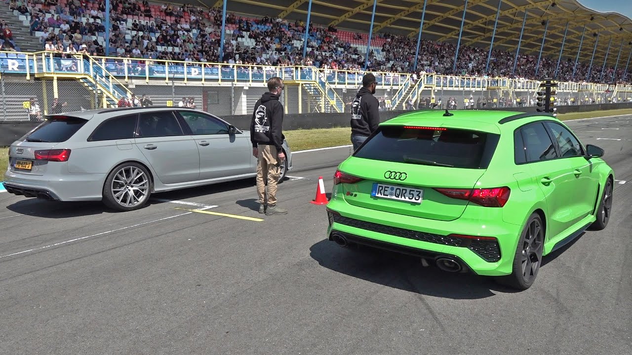 Audi RS3 8Y vs Audi RS6 C7 – Performance, Sound and Acceleration Battle