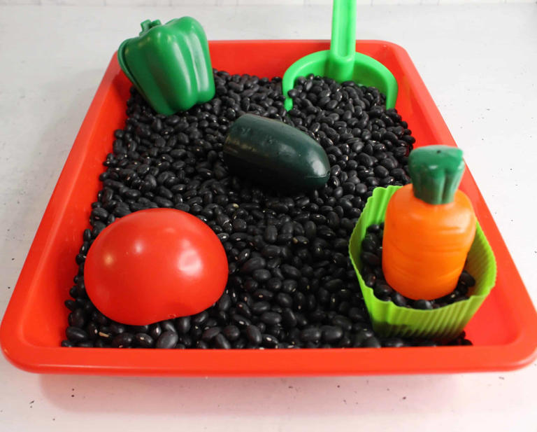 Fun Veggie Sensory Bin For Toddlers and Preschoolers