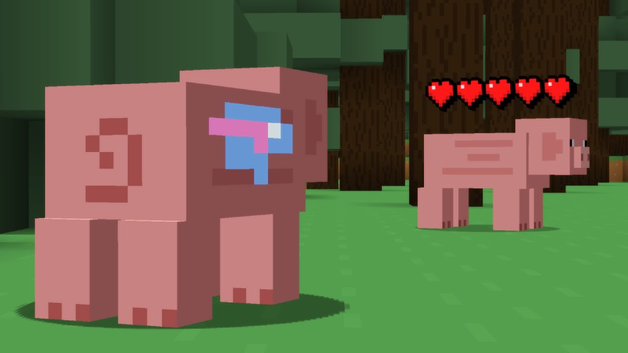Minecraft uitgespeeld als varken met behulp van een transformatie-mod