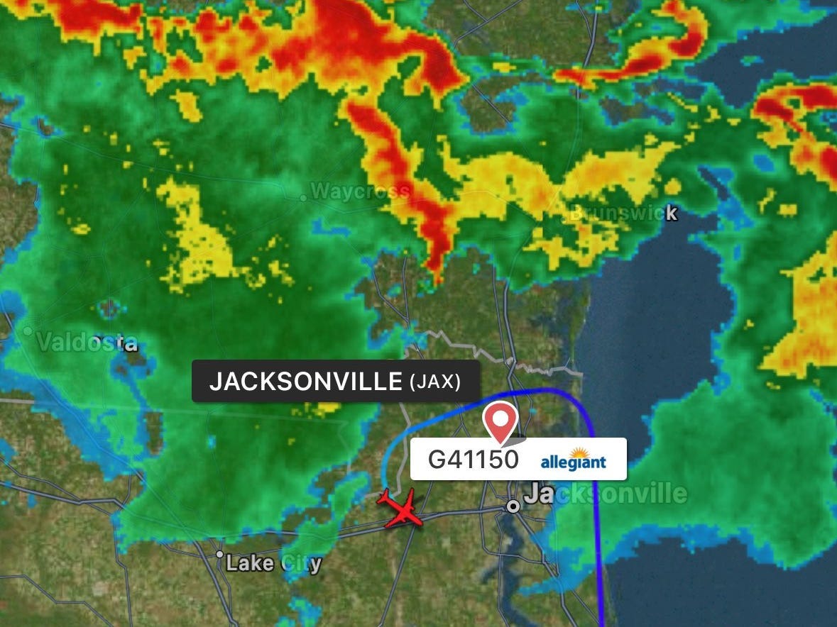 Map shows how severe weather blocked an Allegiant flight's path and ...