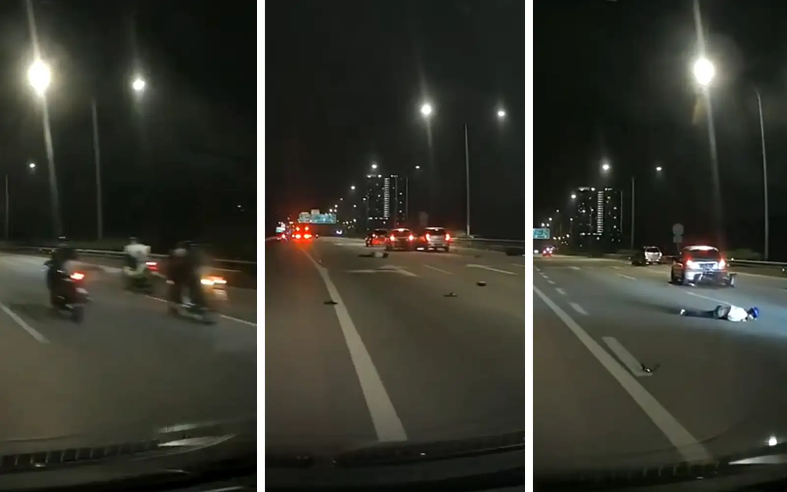 Mat Rempit crash triggers 3-car pileup on Guthrie Corridor Expressway