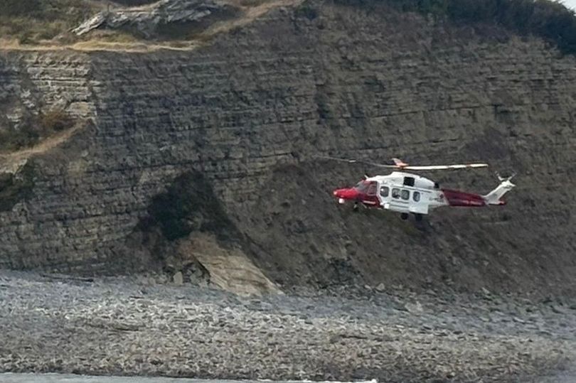Dramatic helicopter rescue scenes at Barry Island