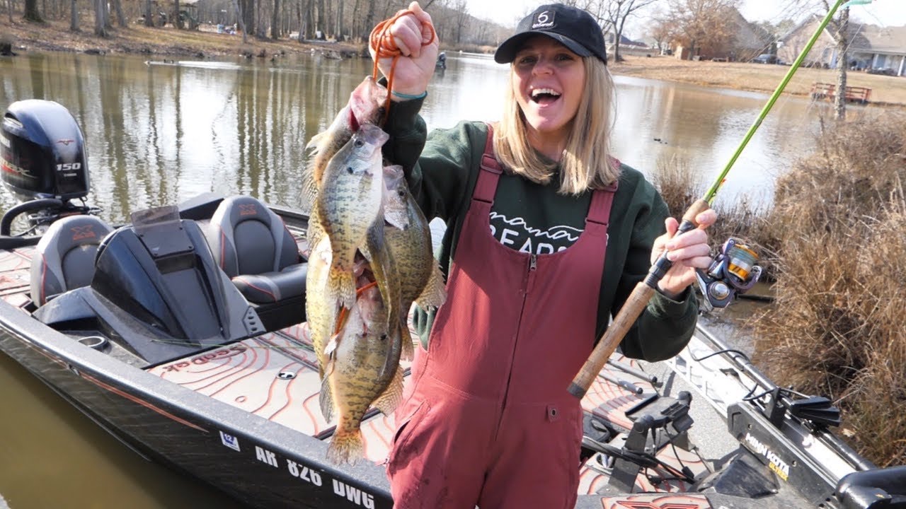 Slab queen returns slaying giant crappie in creek today