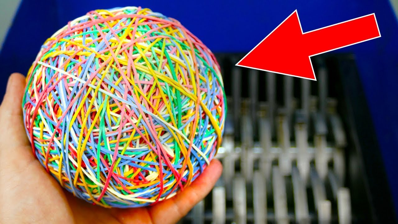 Shredding Rubber Band Ball! Amazing Experiment!