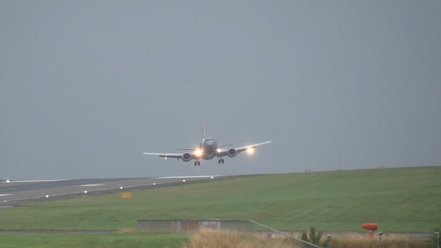 Storm Floris winds make for a very wobbly landing for Jet2 plane at ...