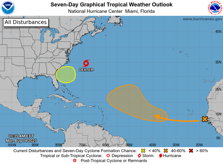 Tropical Storm Dexter, two more storms, spin in Atlantic; is Delaware ...
