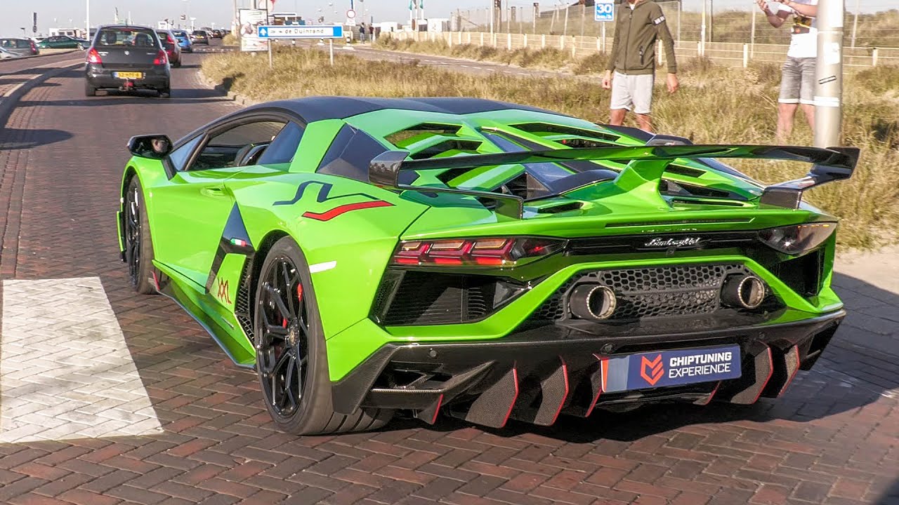 Supercars Leaving with Loud Revs and Flames | Aventador SVJ, Ferrari ...
