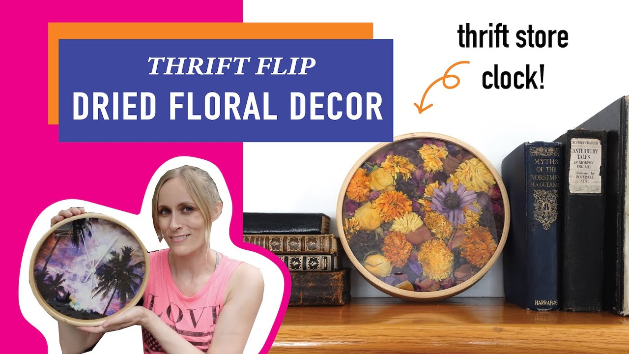 Turn old clock into dried floral display under glass