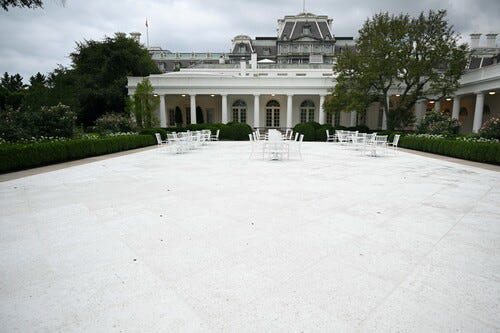 President Trump relishes new 'very white' paved-over Rose Garden