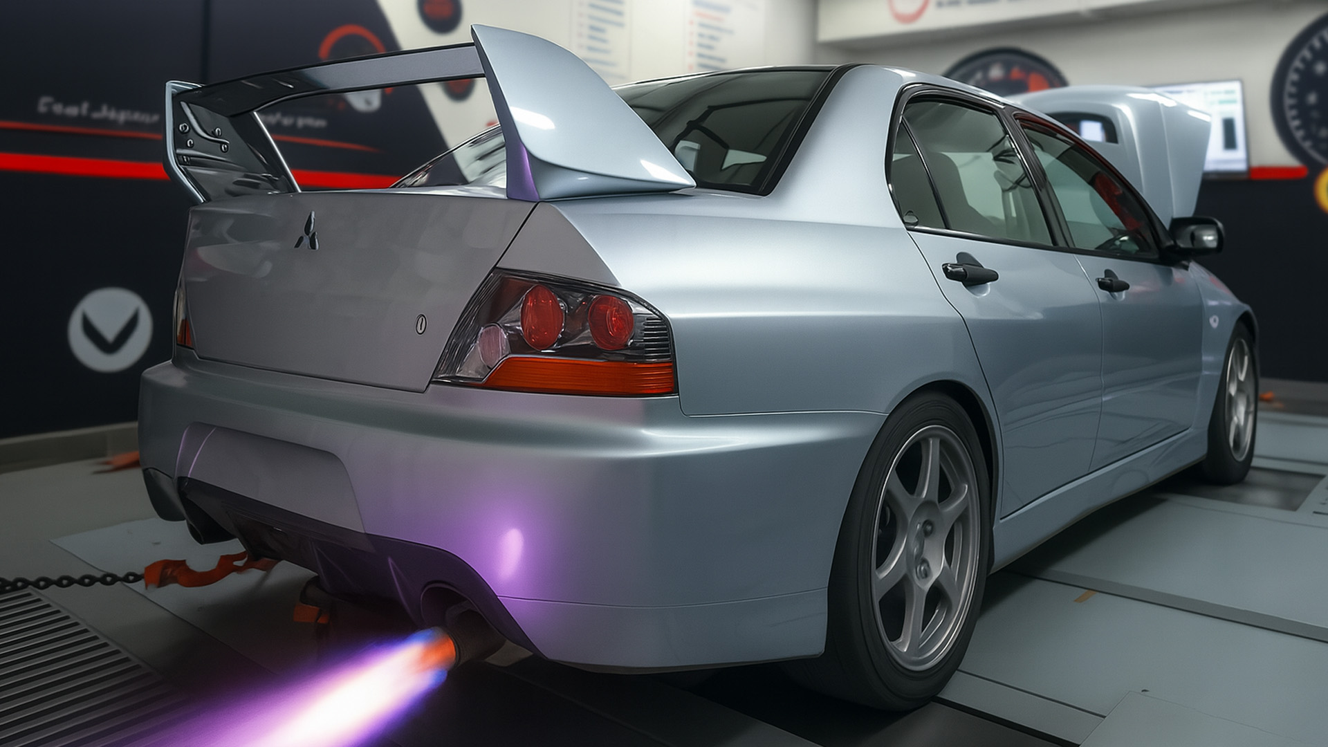 Group N Mitsubishi Lancer EVO 8 RS with Turbo Anti Lag Flame Test on Dyno