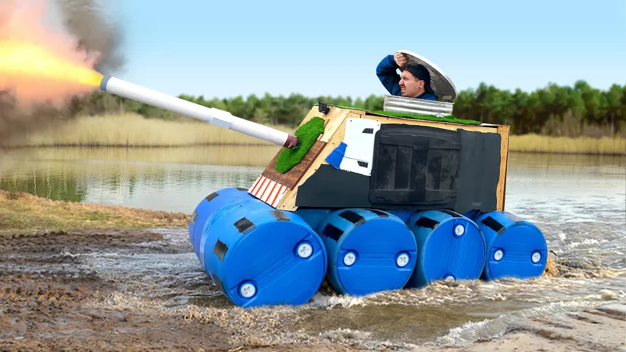 Jake Carlini: i built a tank out of trash! diy project, homemade canon ...