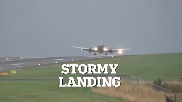 Plane struggles to land in Leeds as it battles Storm Floris