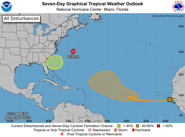 Tropical Storm Dexter forms in the Atlantic. Is it expected to make ...
