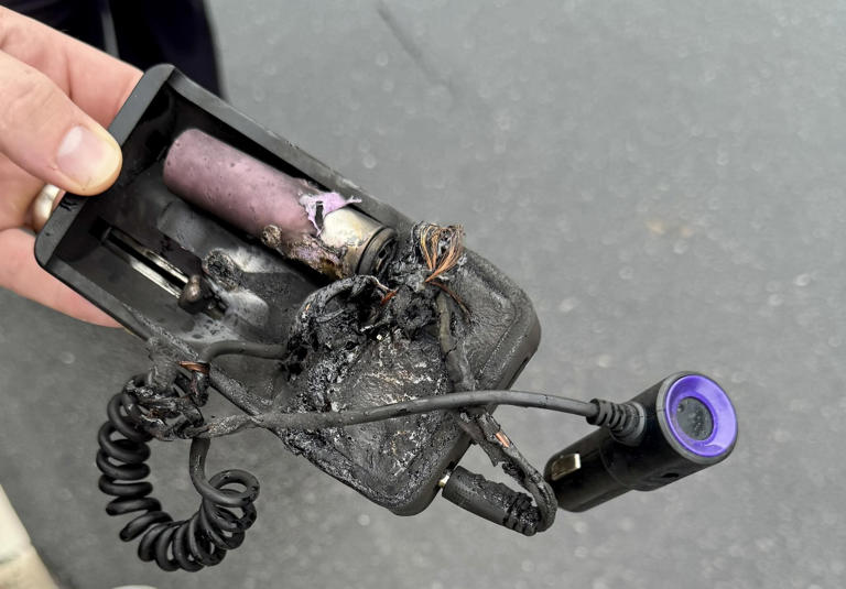 Safety Alert: Battery charger catches fire while driver on road