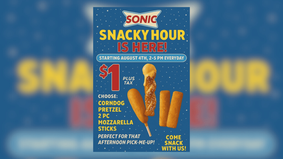 Beat the afternoon slump with Sonic’s $1 Snacky Hour deals