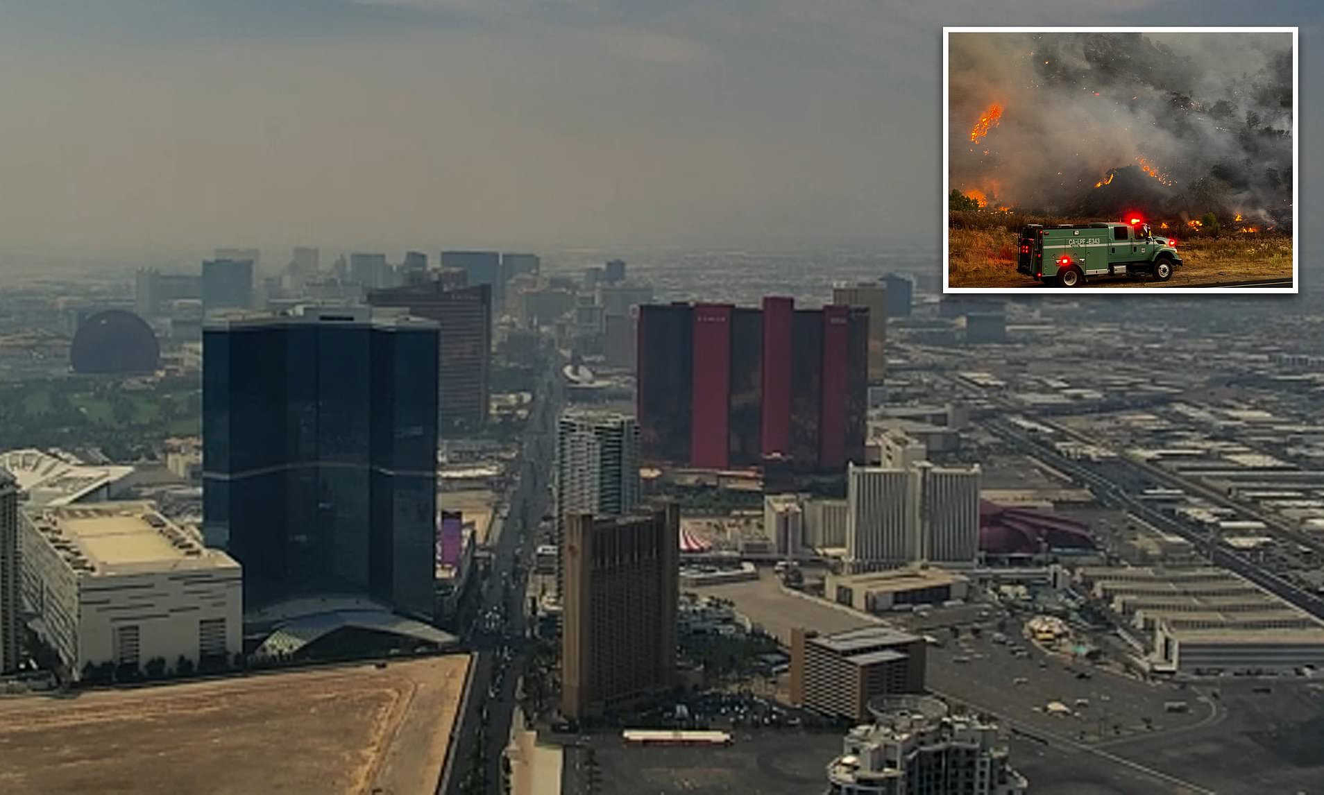 Fire near Las Vegas blankets iconic Strip in smoke as tourists continue ...