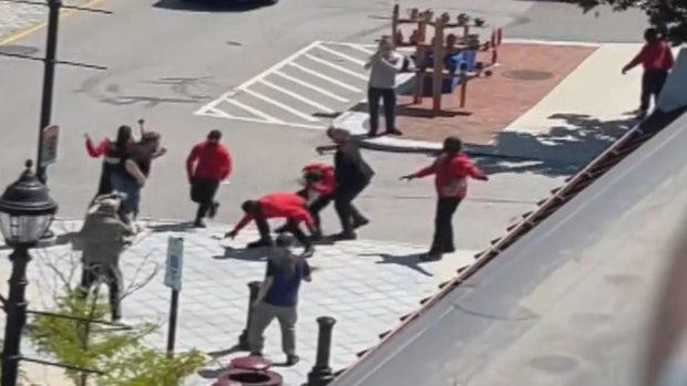 Video shows masked neo-Nazi group in fight outside New Hampshire State ...