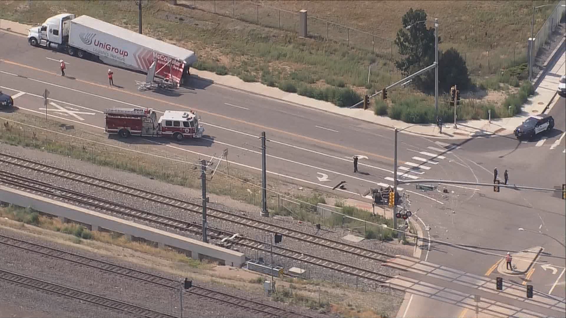 RAW: Roads closed after crash involving A Line and semitruck