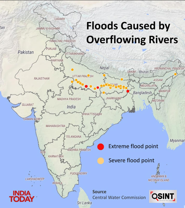 India's flood situation visualised in satellite data