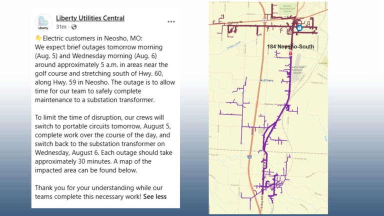 Here’s where Liberty Utilities outages are expected in Neosho this week