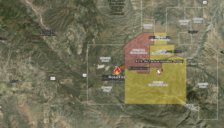 See Perimeter Map Of Brush Fire East Of Temecula; Evacuations Ordered ...