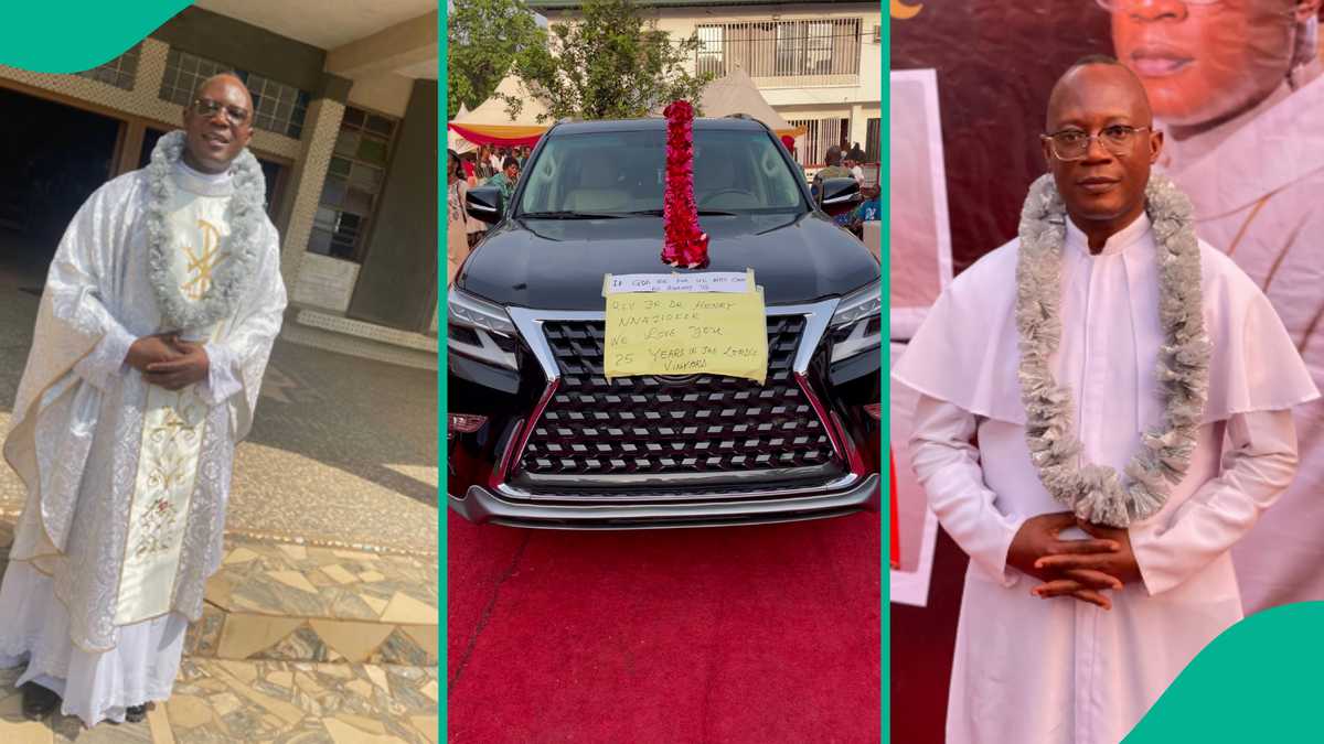 Catholic priest shows off new car he was given to mark his silver ...